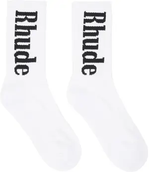 Rhude Rhude Vertical Logo Socks White/black
