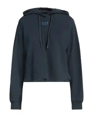 EA7 Cotton-elastane Blend Fleece Sweatshirt - Blue