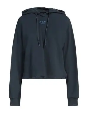 EA7 Cotton-elastane Blend Fleece Sweatshirt - Blue