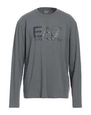 EA7 Man T-shirt Military Green Size M Cotton, Elastane Grey