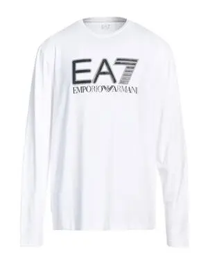 EA7 Man T-shirt Military Green Size M Cotton, Elastane White