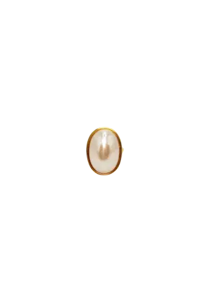 KENNETH JAY LANE Oval Pearl Adjustable Ring - Gold