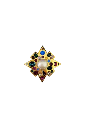 KENNETH JAY LANE Multi Gem Cross Pin - Gold