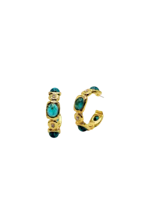 KENNETH JAY LANE Emerald Hoop Pierced Earrings - Gold