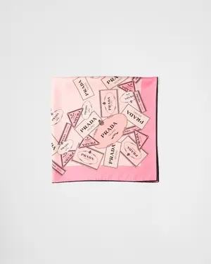 Prada Printed Silk Twill Scarf 90x90 - Pink