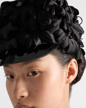 Prada Satin And Patent Leather Cap - Black | Editorialist