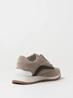 Brunello Cucinelli Suede Sneakers With Embellished Detailing - Beige