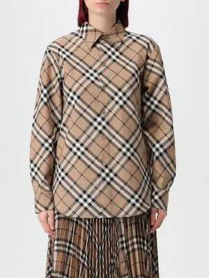 Burberry Vintage Check Wool Blend Long Sleeve Shirt - Walnut