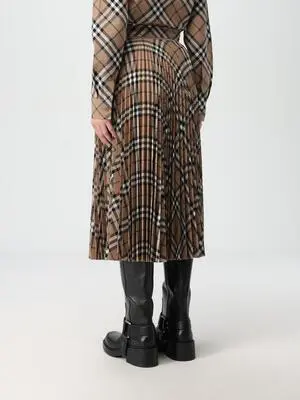 Burberry Pleated Midi Skirt In Check - Multicolor