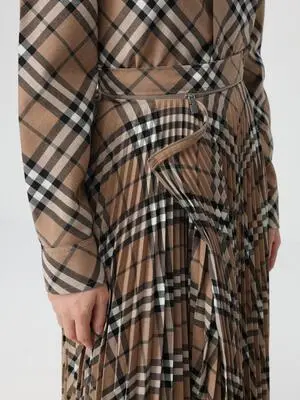 Burberry Pleated Midi Skirt In Check - Multicolor
