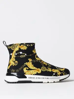 Versace High Top Sneakers With Graphic Print - Black