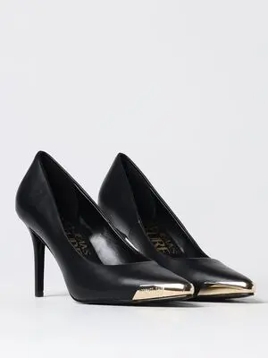 Versace Leather Stiletto Pumps With Metal Toe Detail - Black