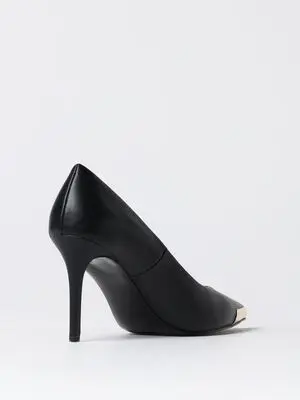 Versace Leather Stiletto Pumps With Metal Toe Detail - Black