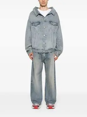 Balenciaga Off Shoulder Denim Jacket - Clear Blue