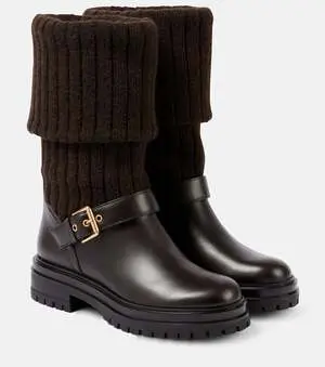 GIANVITO ROSSI Thurso Leather-trimmed Boots