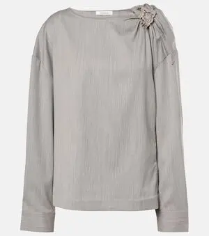 JACQUES WEI Embellished Wool Blouse