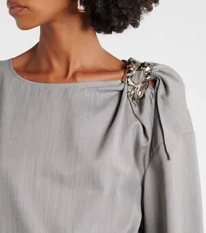 JACQUES WEI Embellished Wool Blouse