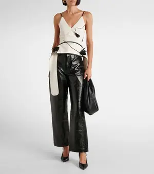 JACQUES WEI High-rise Wide-leg Leather Pants
