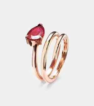 Shay Jewelry 18kt Rose Ring With Ruby Pear