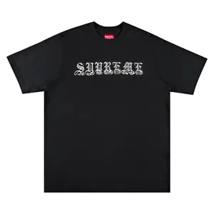 Supreme Old English Rhinestone Short-sleeve Top - Black