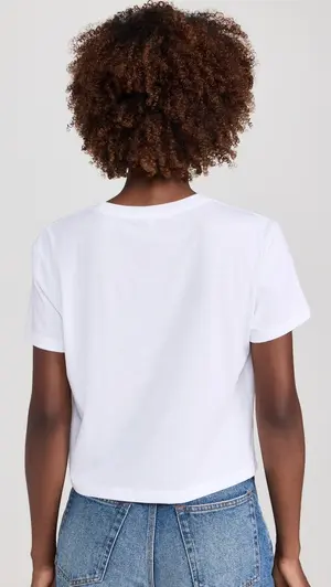 FAVORITE DAUGHTER Cropped Collegiate T-shirt - White Rouge