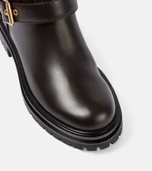 GIANVITO ROSSI Thurso Leather-trimmed Biker Boots - Brown