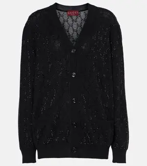 Gucci Gg Crystal Wool Cardigan