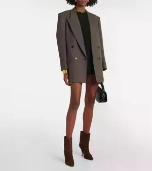 Saint Laurent Niki 90 Suede Ankle Boots - Brown