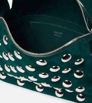Khaite Elena Small Studded Suede Shoulder Bag - Green