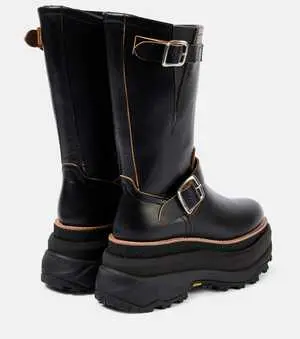 Sacai Leather Platform Biker Boots