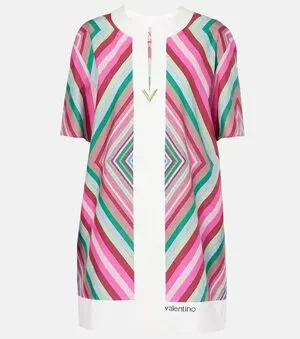 Valentino Garavani Vgold Rhombus Cotton Poplin Mini Dress - Multicoloured