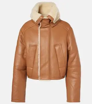 Victoria Beckham Shearling-lined Leather Coat - Brown