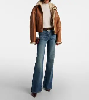 Victoria Beckham Shearling-lined Leather Coat - Brown