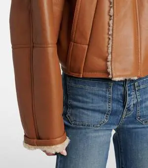 Victoria Beckham Shearling-lined Leather Coat - Brown
