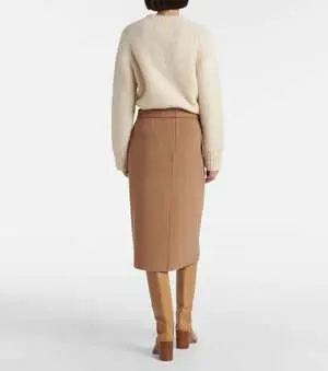 Max Mara Alec Belted Wool Midi Skirt
