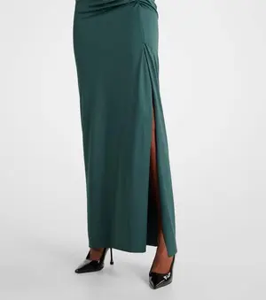 Victoria Beckham Ruched Asymmetric Gown - Green