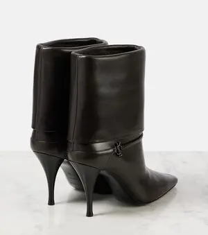 Saint Laurent Niki 90 Leather Booties - Brown