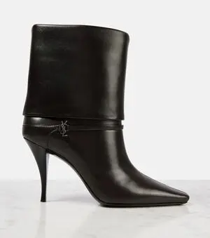 Saint Laurent Niki 90 Leather Booties - Brown