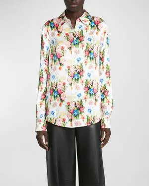 Loewe Loewe Floral-Print Silk Blouse - Mul Sof Pi