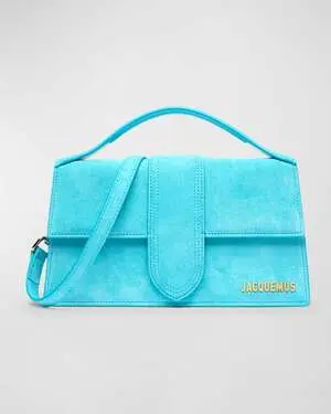 Jacquemus Le Grand Bambino Suede Crossbody Bag - Light Turquoise