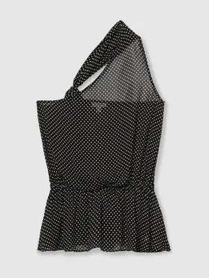 REISS Tina One-shoulder Polka-dot Georgette Top