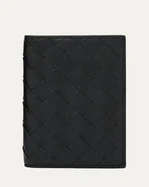 Bottega Veneta Leather Passport Case Black-gold