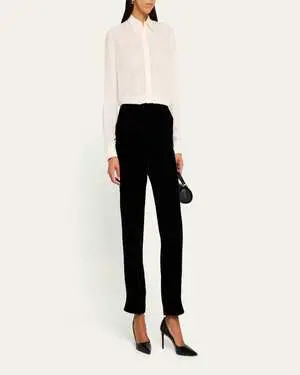 Giorgio Armani Mid-rise Velvet Trousers
