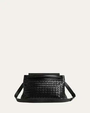 Bottega Veneta Men's Andiamo Medium Leather Messenger Bag Grafitnero