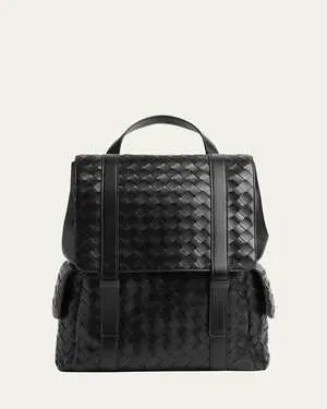 Bottega Veneta Intrecciato Leather Backpack Nero-nero