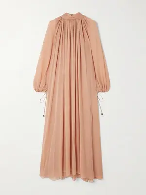 Chloé Pleated Silk-georgette Midi Dress
