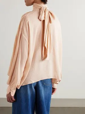 Chloé Tie-detailed Silk-blend Jacquard Blouse