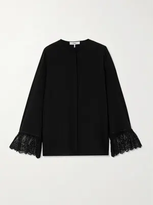 Chloé Lace-trimmed Silk Crepe De Chine Shirt