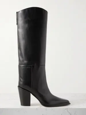 JIMMY CHOO Cece 80 Leather Knee Boots - Black
