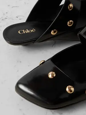Chloé Jade Studded Leather Sandals - Black